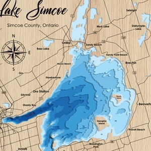 Digital File PDF, SVG - Lake Simcoe Ontario, Bathymetric Depth Layers ...