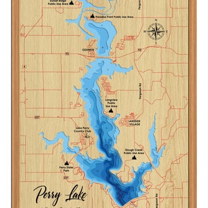 Digital File PDF, SVG - Perry Lake Kansas Bathymetric Depth Layers SVG ...