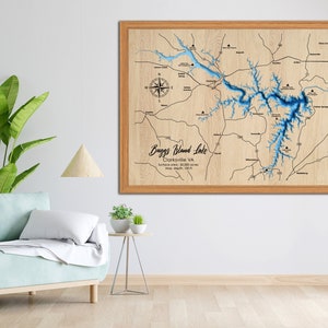 Digital File PDF, SVG - Buggs Island Lake Clarksville Va Bathymetric ...