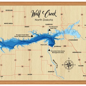 Digital File PDF, SVG - Wolf Creek North Dakota Map Bathymetric Depth ...
