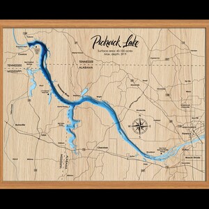 Digital File PDF, SVG - Pickwick Lake, Tennessee, Alabama Bathymetric ...