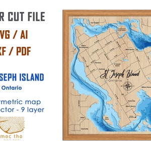 Digital File PDF, SVG - St Joseph Island Ontario Bathymetric Depth ...