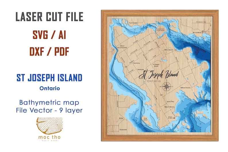 Digital File PDF SVG St Joseph Island Ontario Bathymetric - Etsy