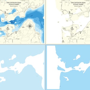 Digital File PDF, SVG - Deception Pass State Park Wa, Bathymetric Depth ...