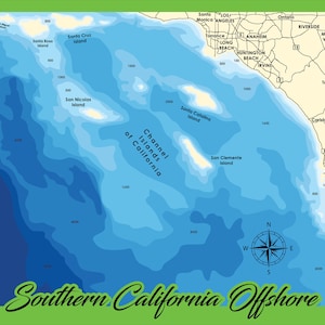 Digital File PDF, SVG - Southern California Offshore Map, Bathymetric ...