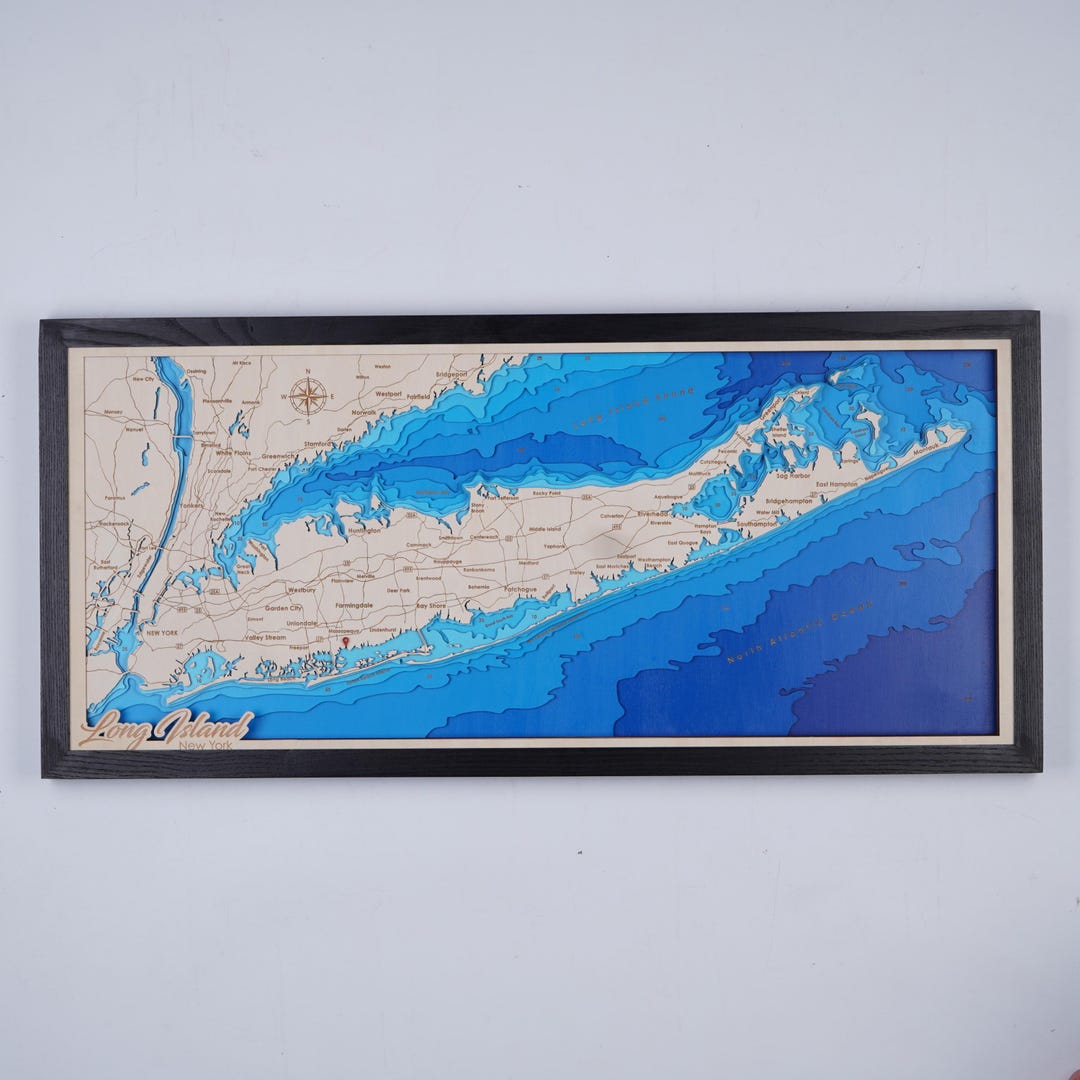 Long Island New York Wood Map 3D Custom Lake, Island, Coast Map ...