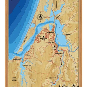 Digital File PDF, SVG - Coos Bay Oregon Map Bathymetric Depth Layers ...