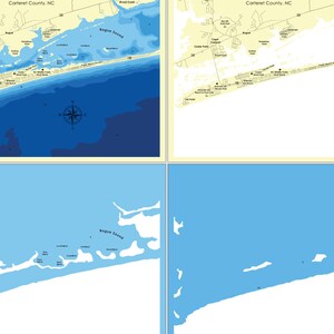 Digital File PDF, SVG - Emerald Isle North Carolina Bathymetric Depth ...