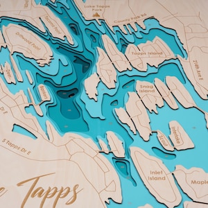 Digital File PDF, SVG -lake Tapps Washington Map Bathymetric Depth ...
