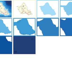 Digital File PDF, SVG - Oahu, Hawaii Map, Bathymetric Depth Layers SVG ...
