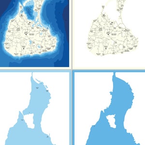 Digital File DXF, AI, SVG - Block Island Ri Map Bathymatric Map ...