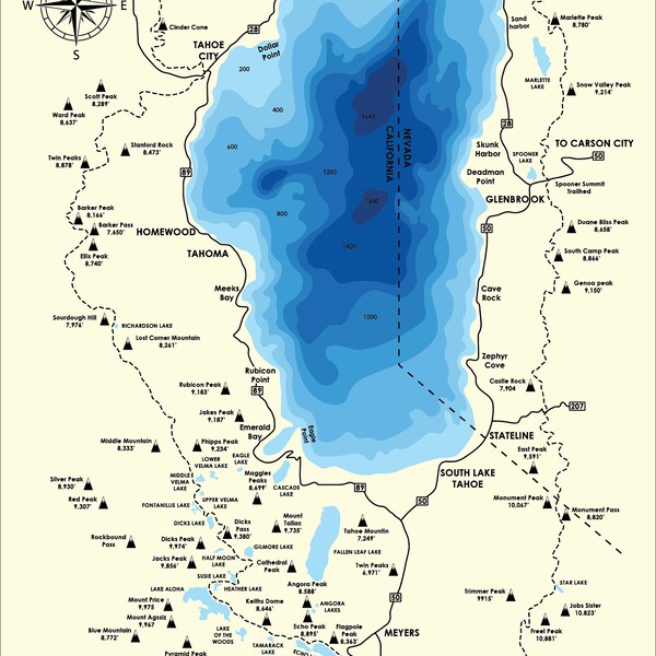 Layered Cut Vector File Lake Tahoe - Etsy