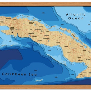 Digital File PDF, SVG - Cuba Country Map Bathymetric Depth Layers SVG ...