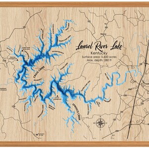 Digital File PDF, SVG - Laurel River Lake Kentucky, Bathymetric Depth ...