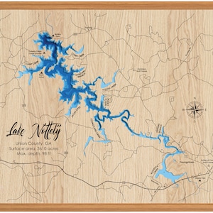 Digital File PDF, SVG - Nottely Lake Union County Georgia, Bathymetric ...