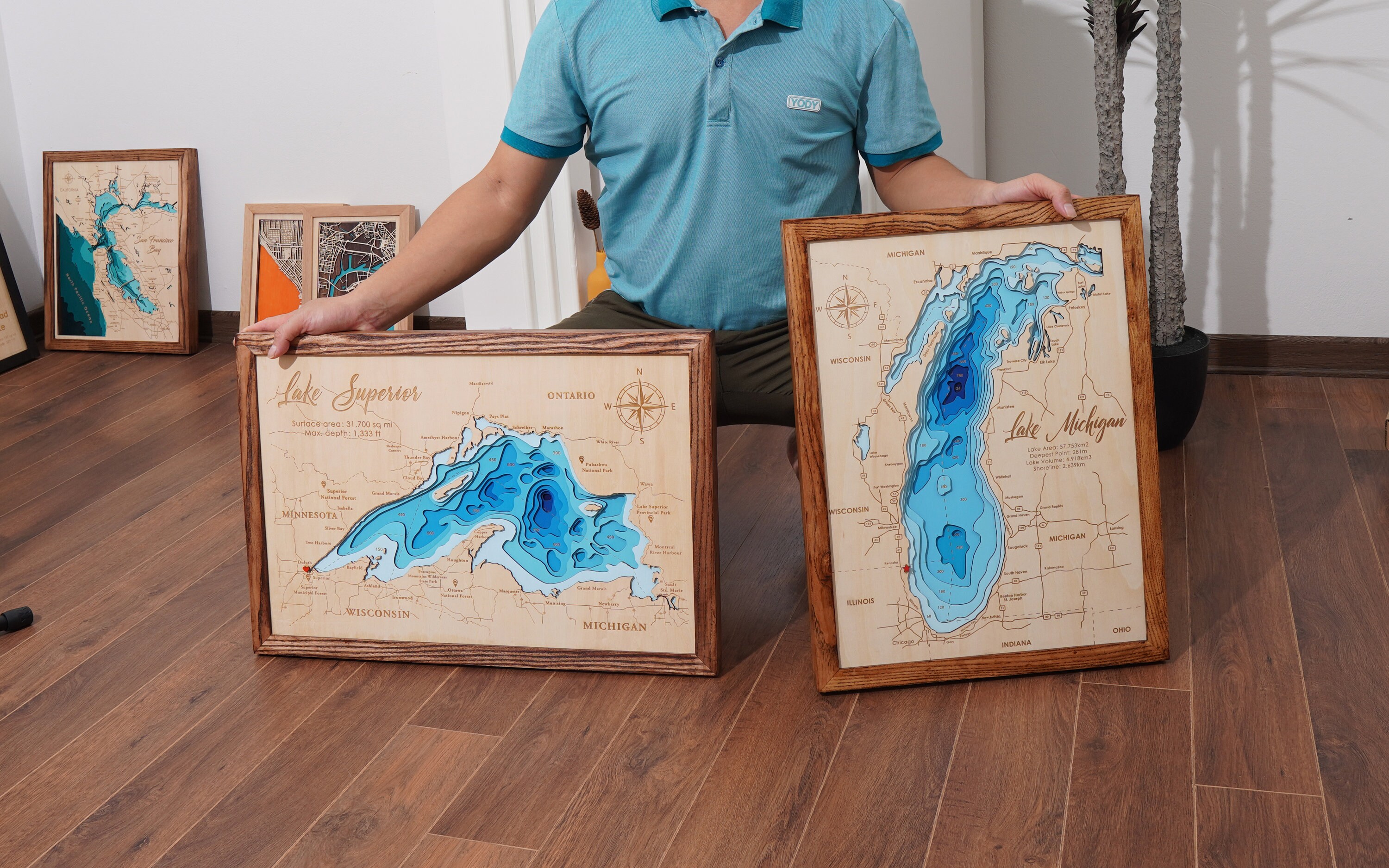 Lake Osakis Minnesota USA Custom Map Wood Bathymetric 6 to - Etsy