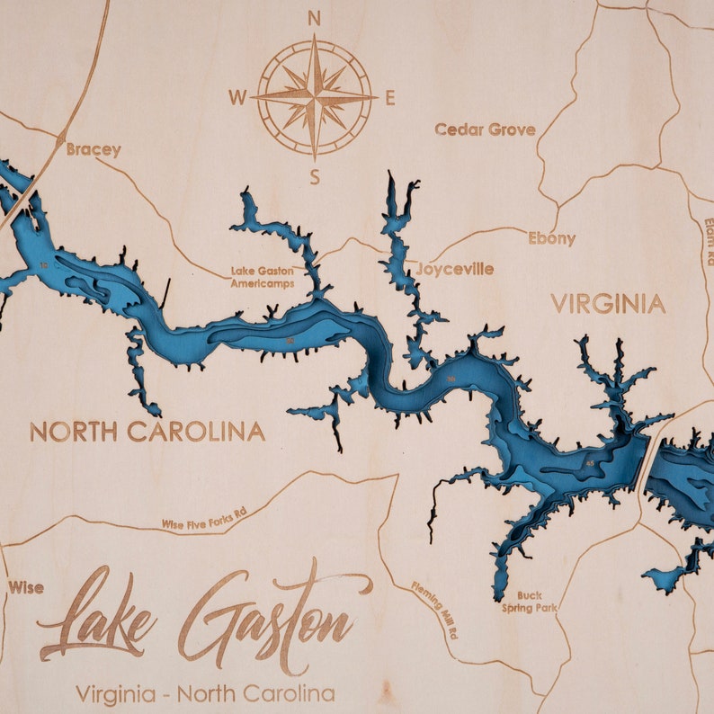 Digital File PDF, SVG - Lake Gaston Va North Carolina Map Bathymetric ...
