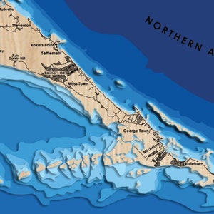 Digital File PDF, SVG Great Exuma Island, Bahamas Bathymetric Depth ...