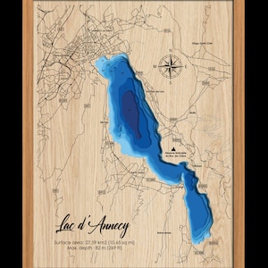 Digital File PDF, SVG Lake Annecy France Map, Bathymetric Depth Layers ...