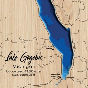Digital File PDF, SVG - Lake Gogebic Michigan Bathymetric Depth Layers ...