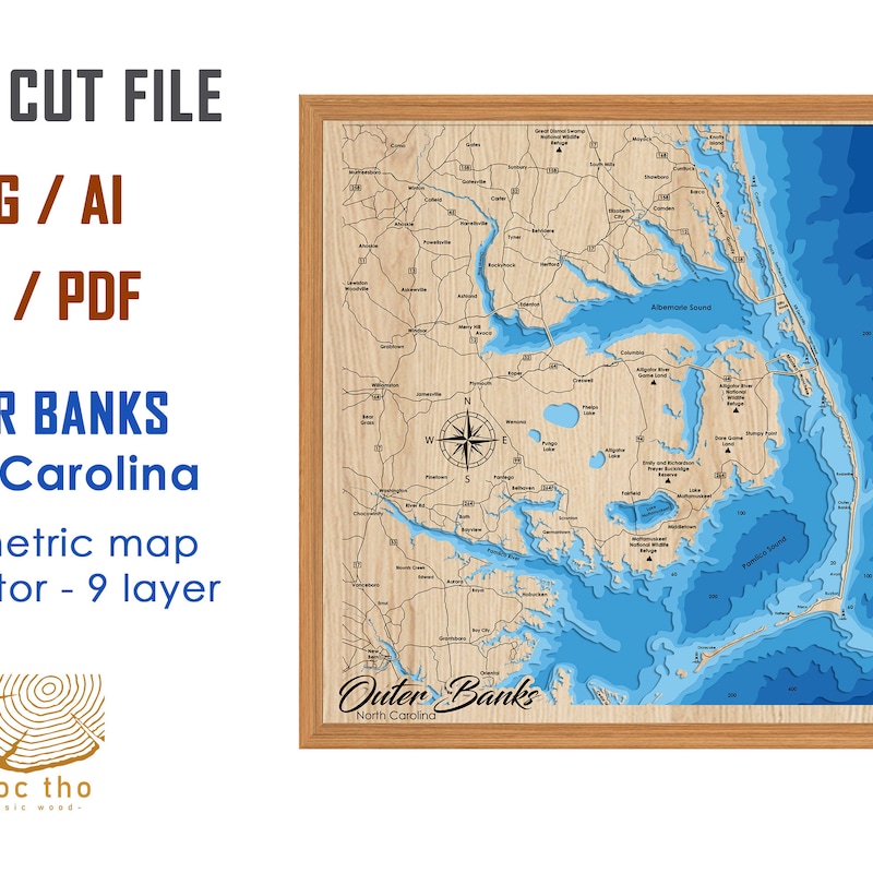 Outer Banks Map Nc - Etsy UK