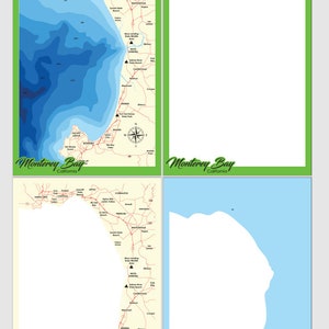 Digital File PDF, SVG - Monterey Bay California Map, Bathymetric Depth ...