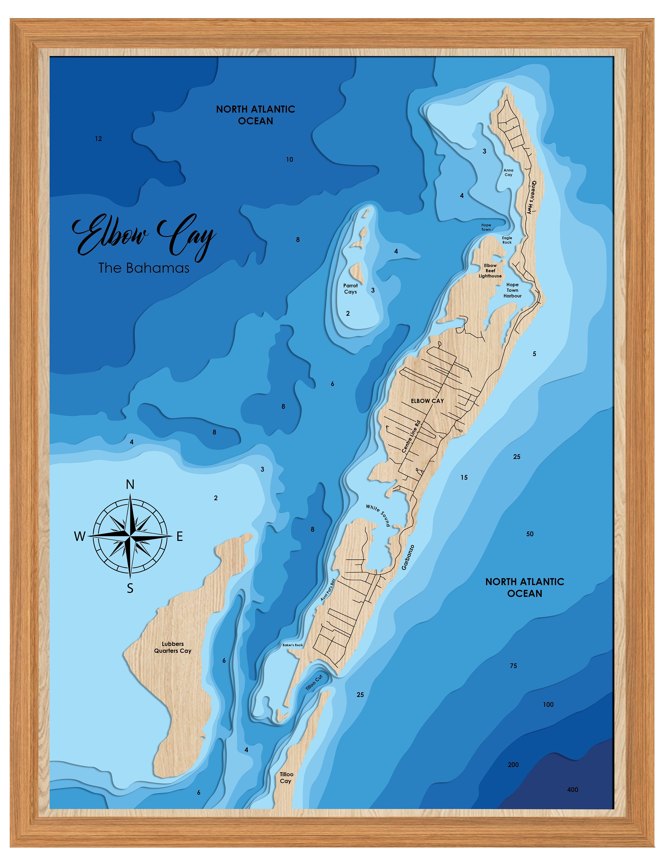 Digital File PDF, SVG - Elbow Cay Bahamas, Bathymetric Depth Layers SVG ...