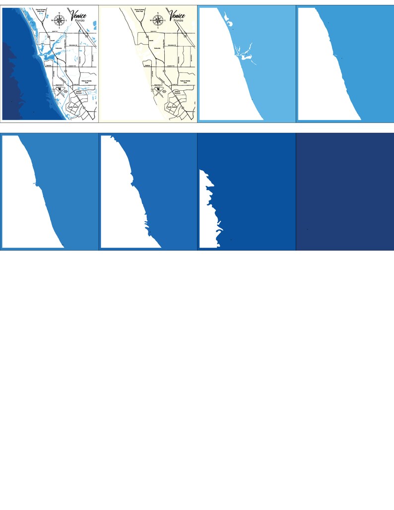 Digital File PDF, SVG - Venice Florida Bathymetric Depth Layers SVG ...