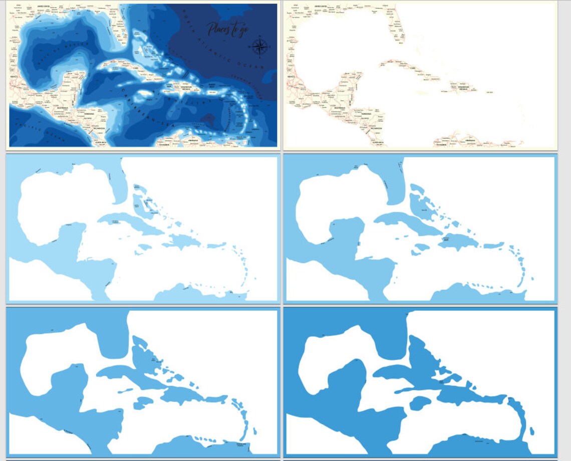 Digital File PDF, SVG - Gulf of Mexico, Caribbean Sea, Bahamas Map ...