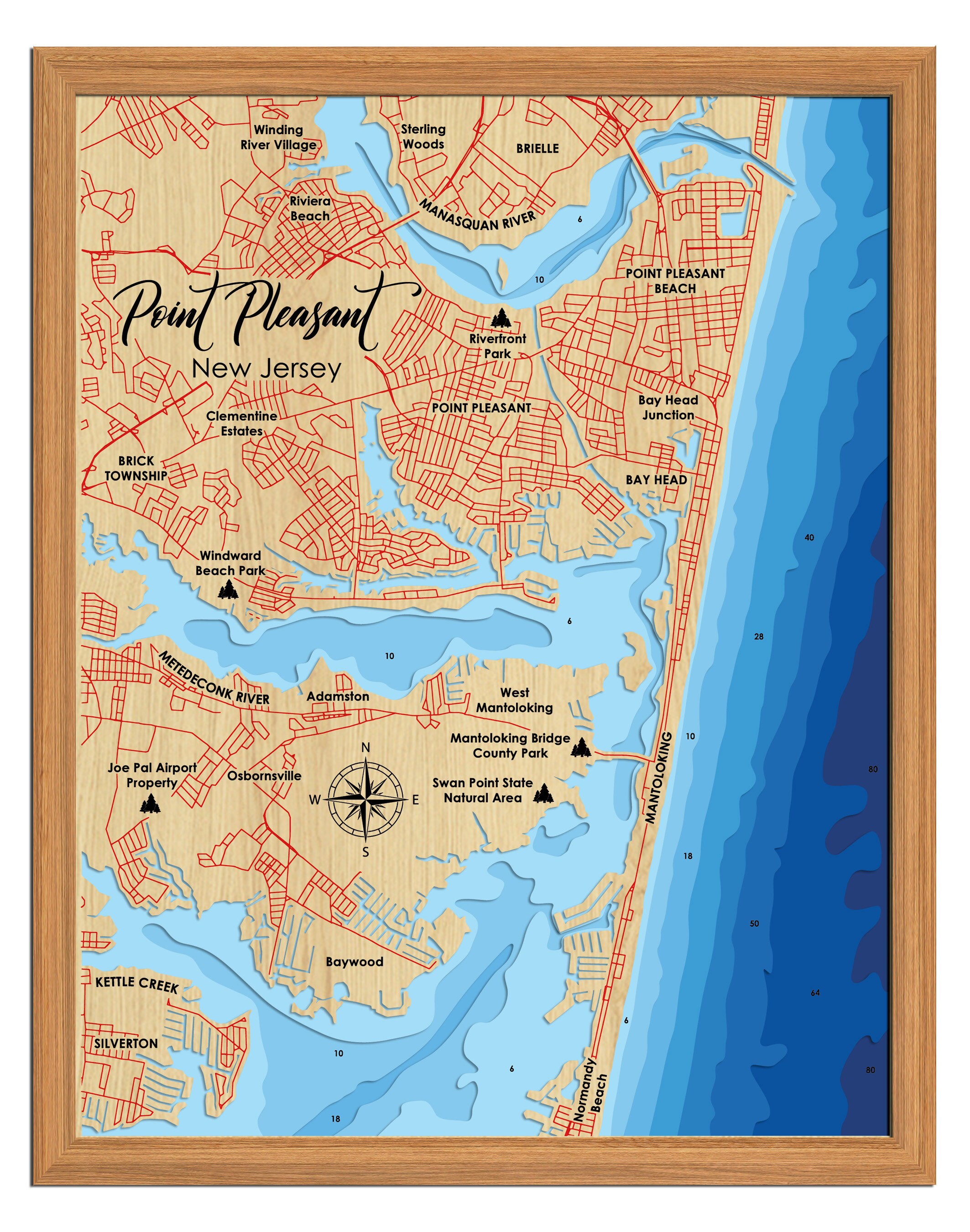 Digital File PDF, SVG - Point Pleasant New Jersey Bathymetric Depth ...