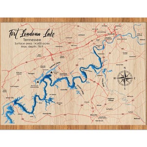 Digital File PDF, SVG - Fort Loudoun Lake Tennessee Map, Bathymetric ...