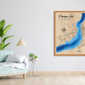 Digital File PDF, SVG - Okanagan Lake West Kelowna, Bathymetric Depth ...