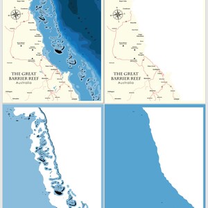 Digital File PDF, SVG - the Great Barrier Reef Australia, Bathymetric ...