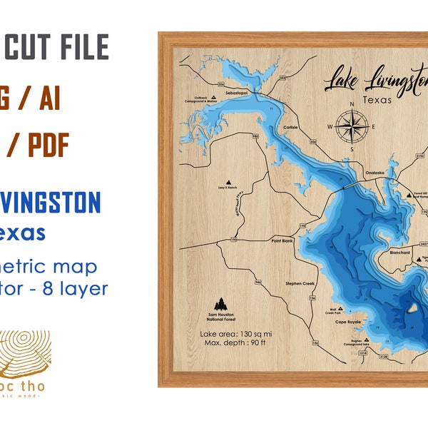 Lake Livingston Maps Svg - Etsy