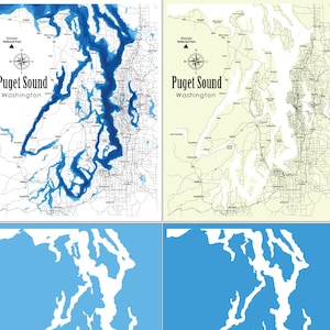 Digital File PDF, SVG - Puget Sound, Bathymetric Depth Layers SVG File ...