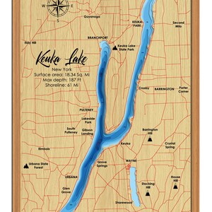 Digital File PDF, SVG - Keuka Lake New York Bathymetric Depth Layers ...