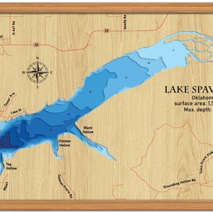 Digital File PDF, SVG - Spavinaw Lake Oklahoma Bathymetric Depth Layers ...