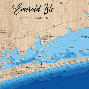 Digital File PDF, SVG - Emerald Isle North Carolina Bathymetric Depth Layers SVG File, Layered ...