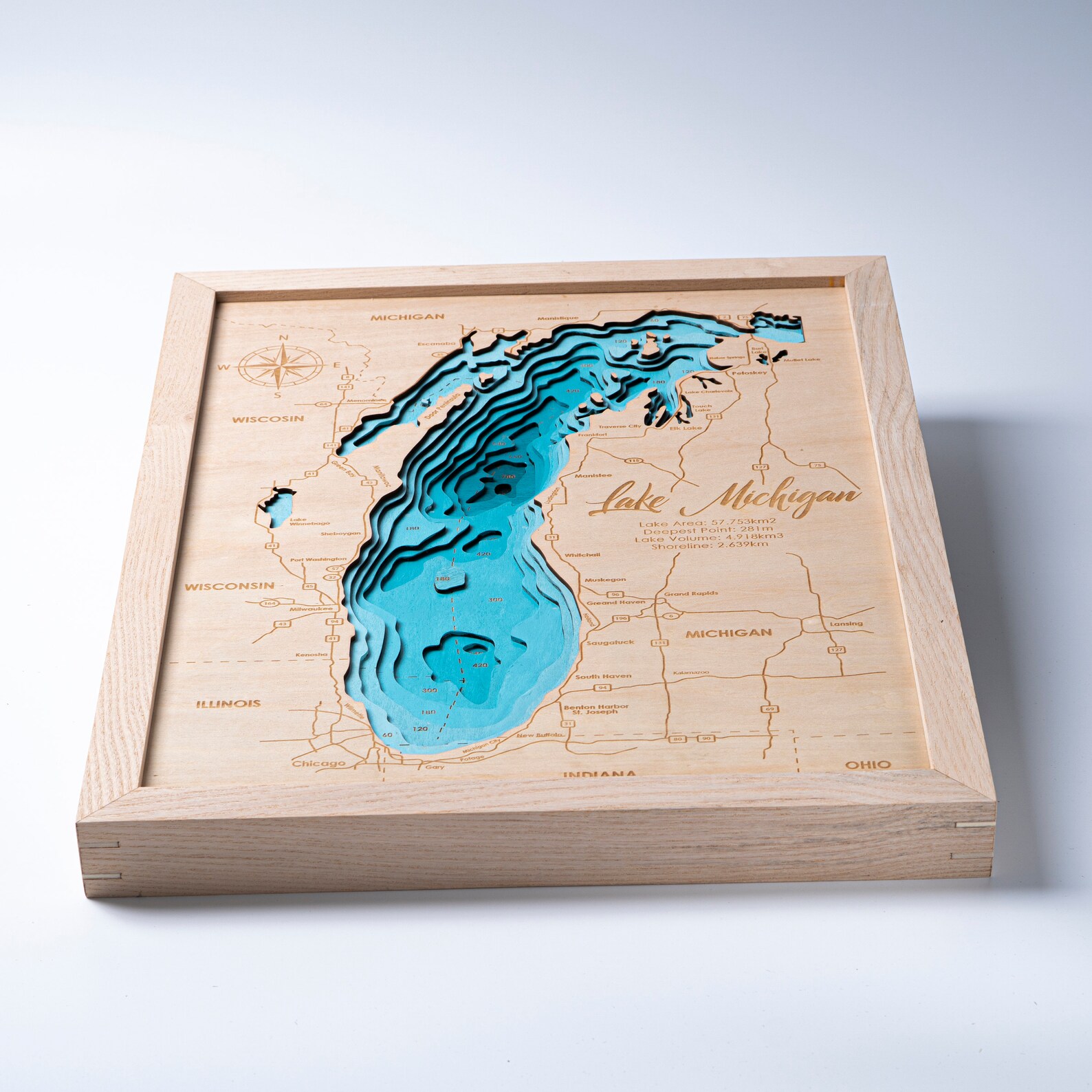Digital File DXF AI SVG Michigan Lake Map Wood Bathymetric - Etsy