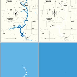 Digital File PDF, SVG - Lake Oahe Dakota Bathymetric Depth Layers SVG ...