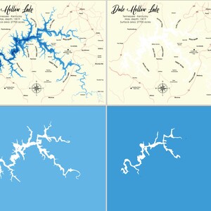 Digital File PDF, SVG - Dale Hollow Reservoir, Tennessee Map ...