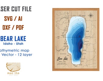 Digital File PDF, SVG Norris Lake Tennessee Map Bathymetric Depth ...