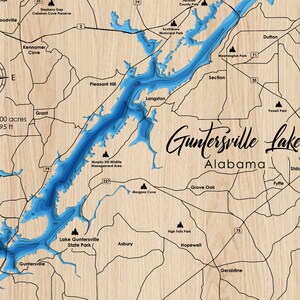 Digital File PDF, SVG - Guntersville Lake Alabama Bathymetric Depth ...