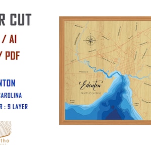 Digital File PDF, SVG - Edenton North Carolina Bathymetric Depth Layers ...
