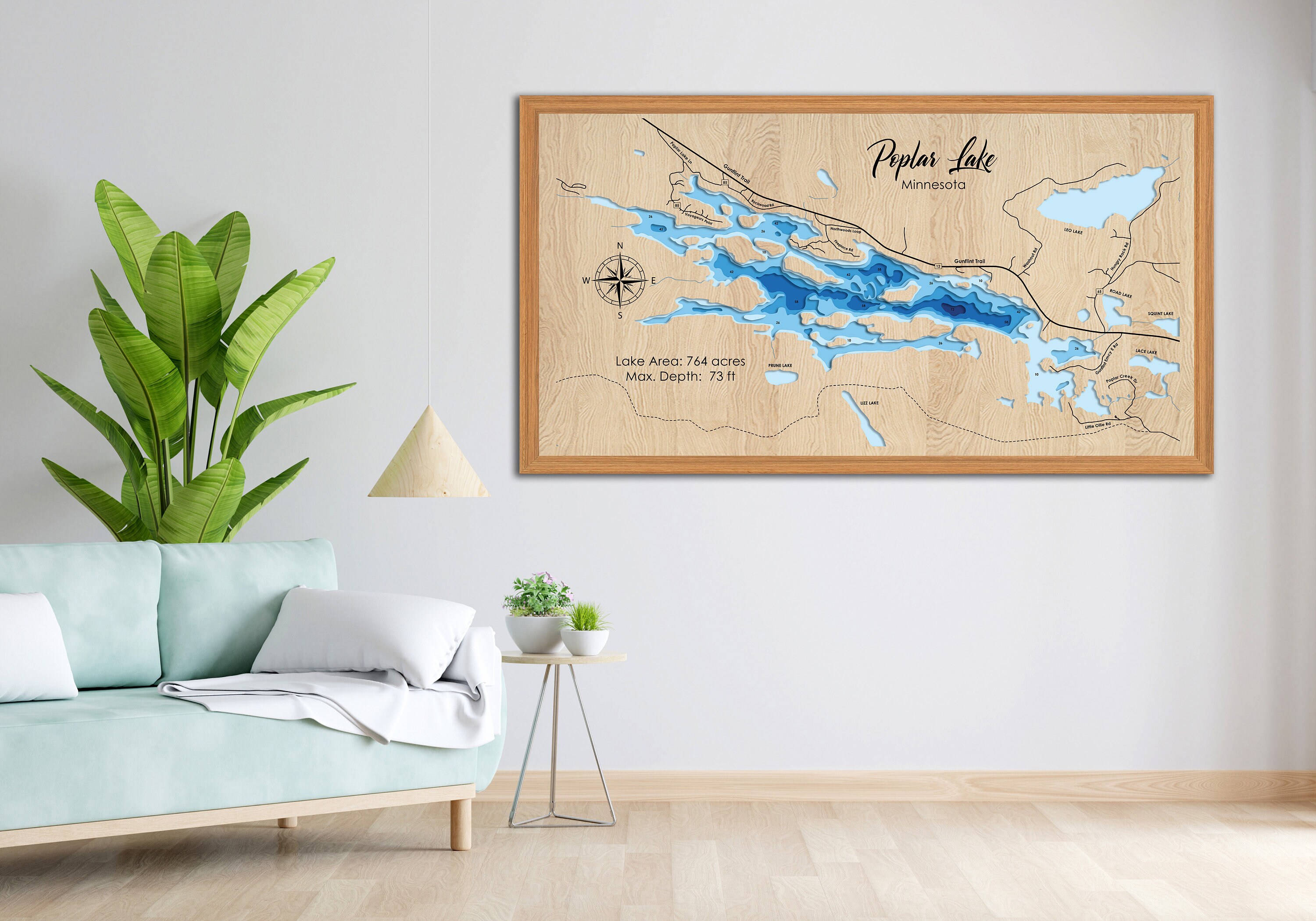 Digital File PDF SVG Poplar Lake Minnesota Map Bathymetric - Etsy