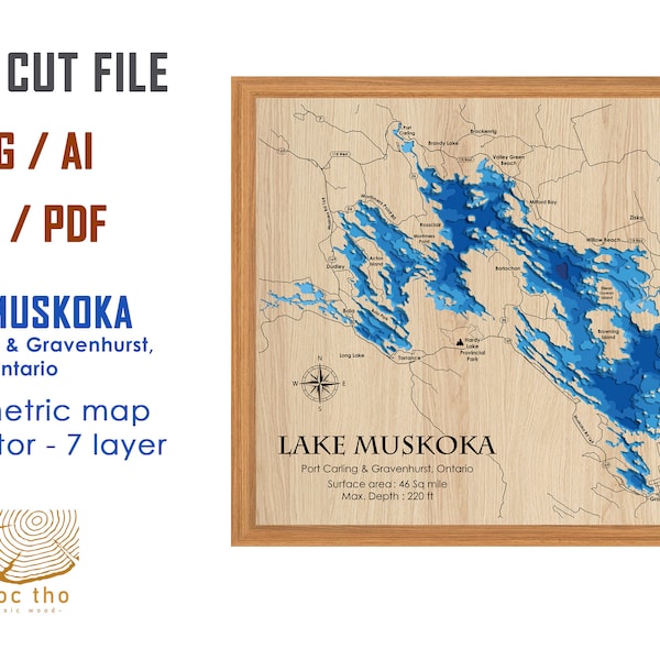 Muskoka Lake Map Svg - Etsy