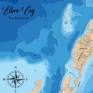 Digital File PDF, SVG - Elbow Cay Bahamas, Bathymetric Depth Layers SVG ...