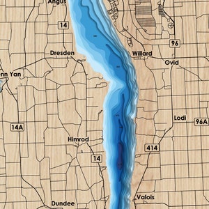 Digital File PDF, SVG - Seneca Lake Ny Bathymetric Depth Layers SVG ...