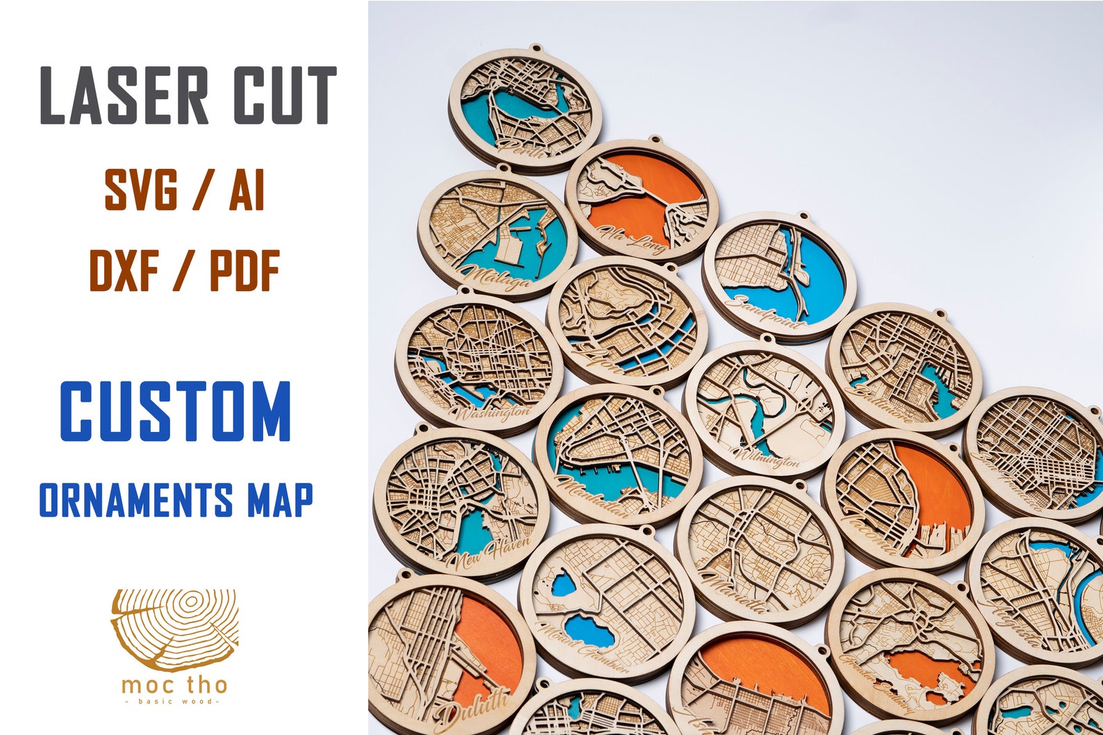 Digital File SVG Custom City MAP Ornament Christmas - Etsy