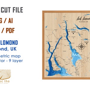 Digital File PDF, SVG - Loch Lomond Uk, Bathymetric Depth Layers SVG ...
